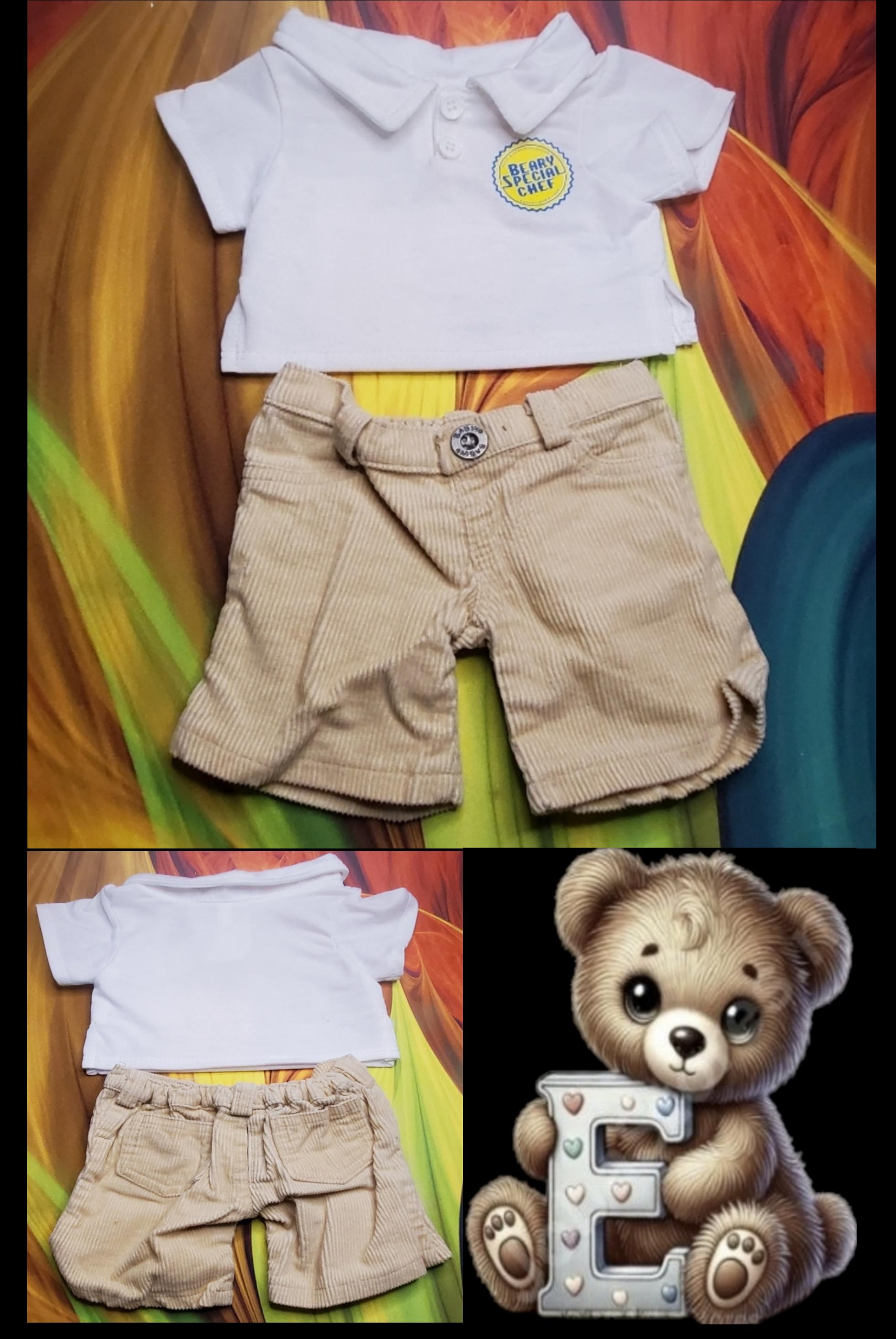 Build A Bear 2 Pc Suit Tuxedo Outfit Shirt Shorts Denim Teddy Boy ...