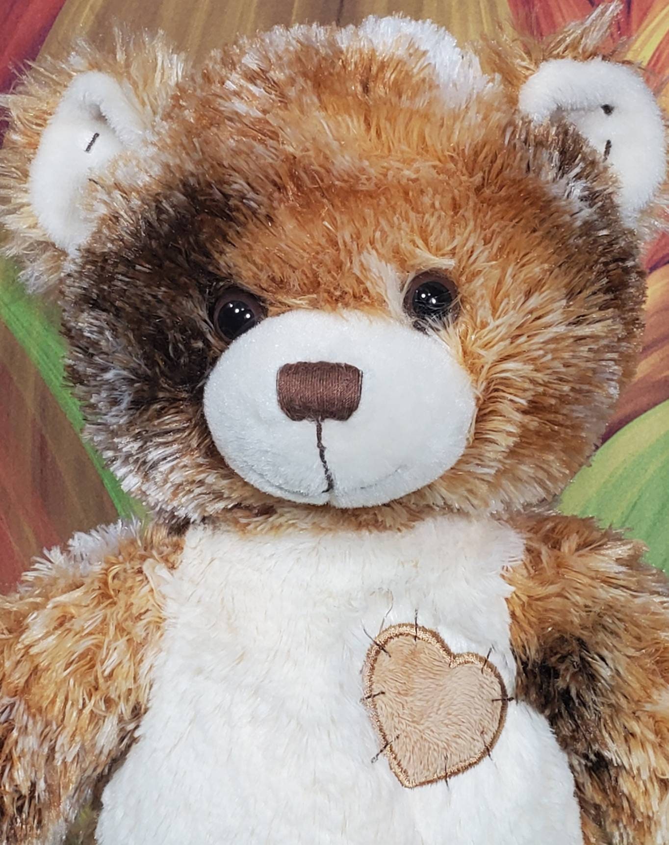 Build a Bear Champ Tie Dye Calico Brown Stitched Heart Plush | Etsy