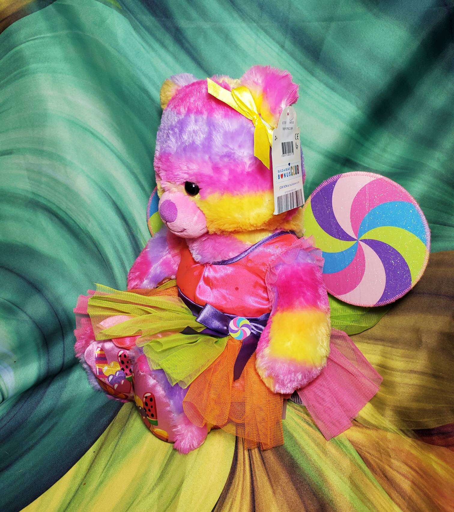 Build A Bear Tropical Popsicle Teddy Tie Dye Rainbow w/ Lolly | Etsy