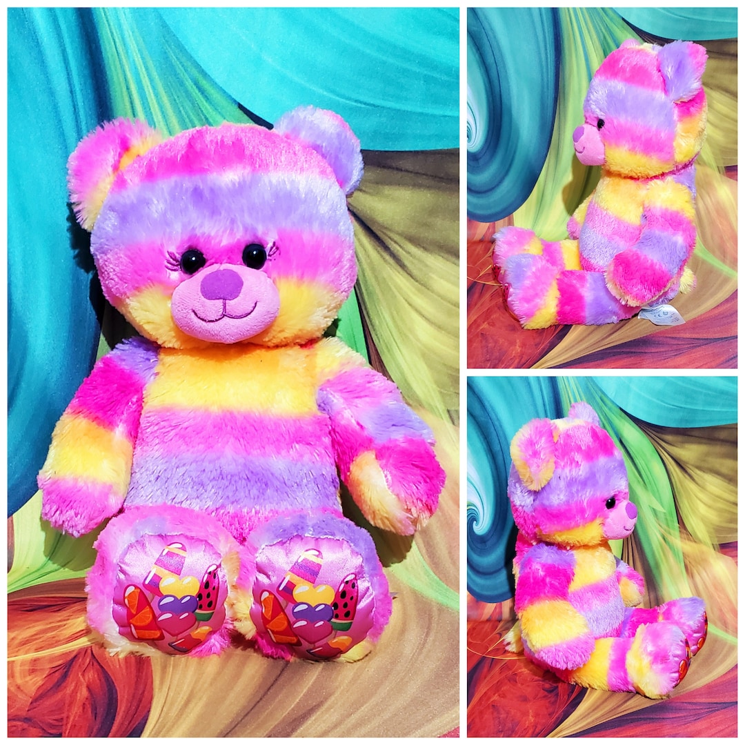 Build A Bear Tropical Popsicle Teddy Tie Dye Rainbow Stuffed Plush B104 ...