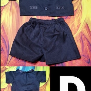 Build A Bear 2 Pc Suit Tuxedo Outfit Shirt Skirt Shorts Denim Teddy ...
