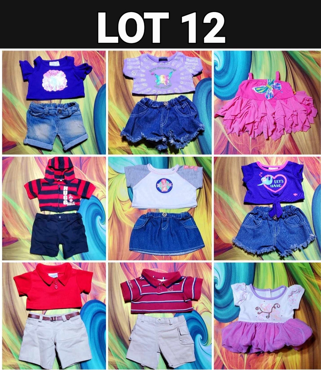 Build A Bear Boy Girl Teddy Clothes Shirt Shorts Skirt Pants Outfit Lot ...