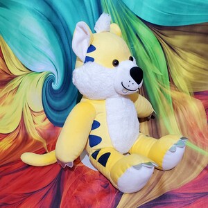 Build a Bear Yellow Sabertooth Tiger Cat 16" Stuffed Plush Silver Teeth ...