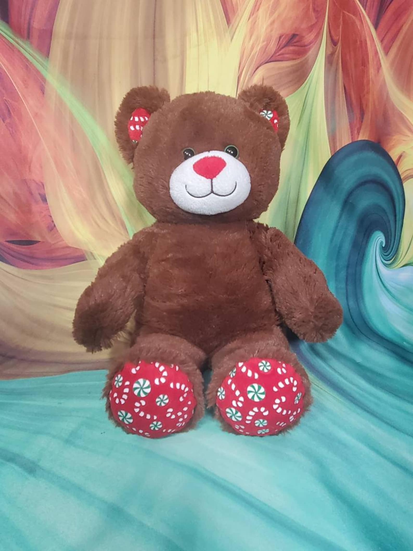 Build A Bear Peppermint Kisses Candy Cane Christmas Brown 16” Plush BAB ...