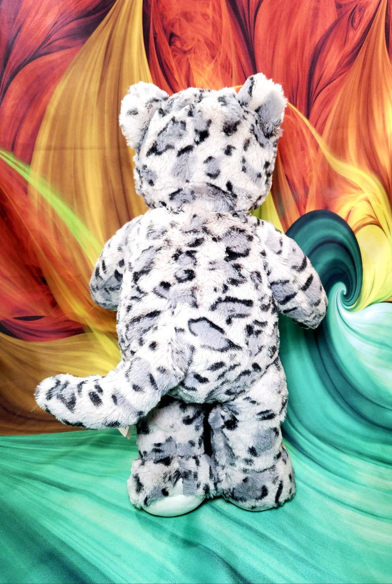 16" Build A Bear Gray Snow Leopard Cat Winter Plush BABW Stuffed Animal ...