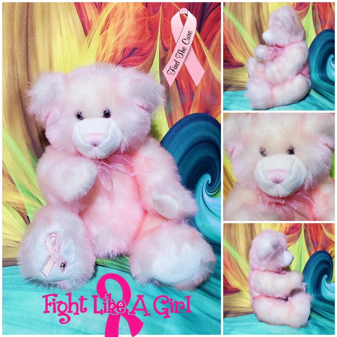 VINTAGE 15" Build a Bear Breast Cancer Awareness Plush Frosted Pink ...
