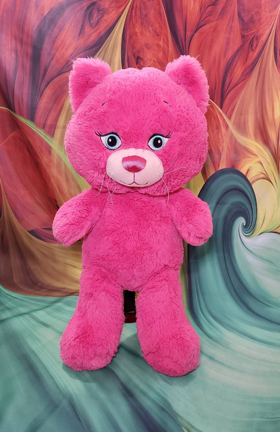 19 Build a Bear Big Head Cat Razzy Berry Neon Pink Plush | Etsy