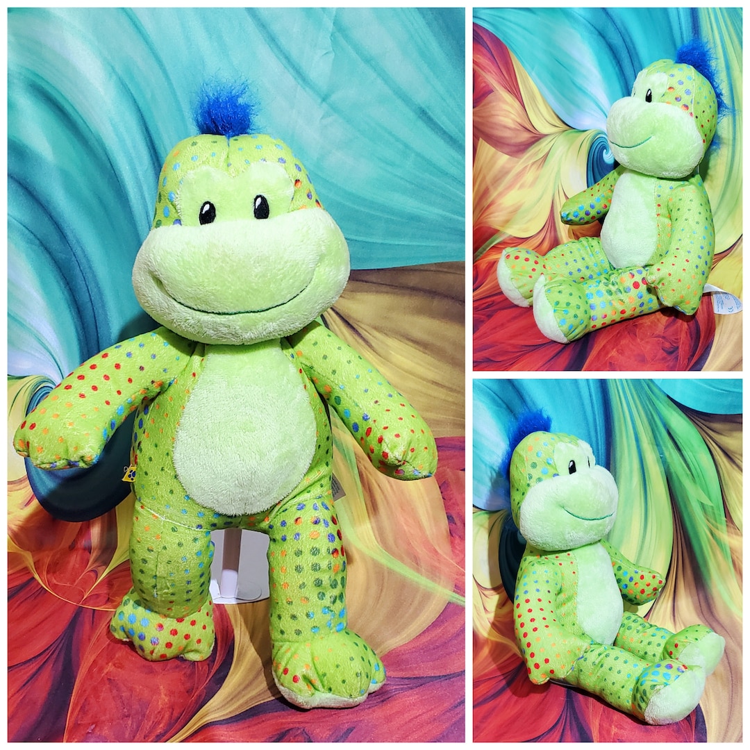 Build a Bear Rocker Frog Green Spotted Blue Mohawk Polka Dots Stuffed ...