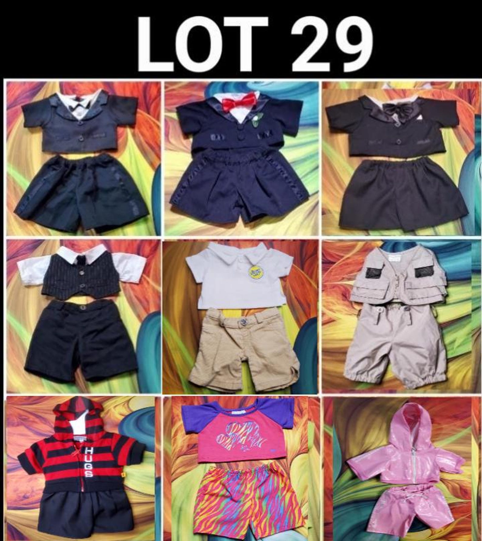 Build A Bear 2 Pc Suit Tuxedo Outfit Shirt Shorts Denim Teddy Boy ...