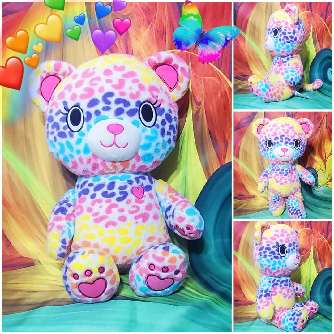 Build A Bear 17" Kabu Catrina Rainbow Leopard Cat Kawaii Stuffed Plush ...