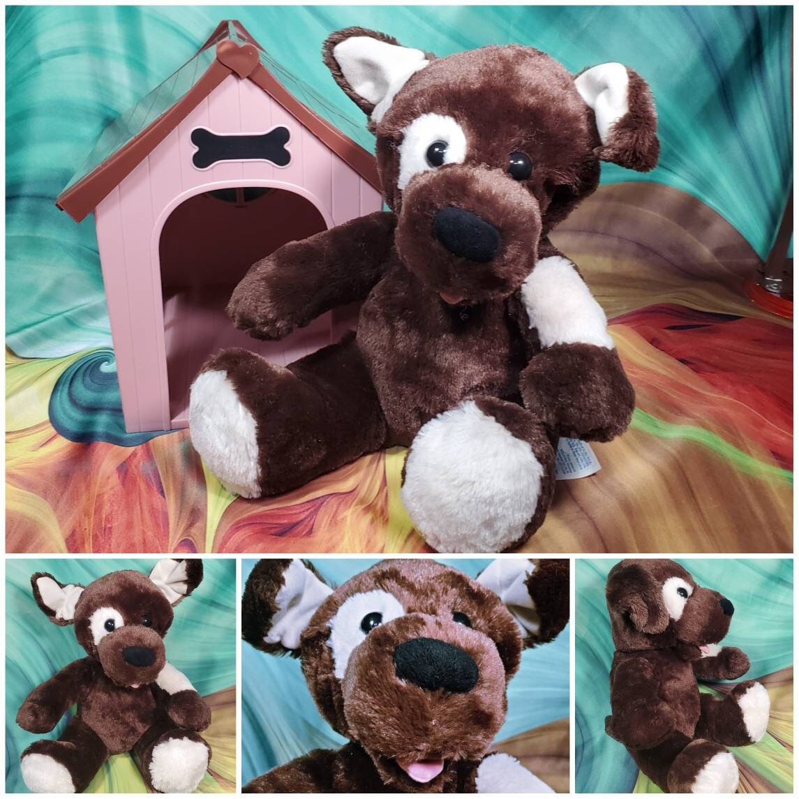 Build A Bear Puppy Dog Plush Dark Brown White Eye Patch 12 | Etsy