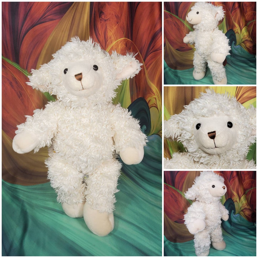 17" Build A Bear Soft Little Baby Lamb Fluffy Stuffed Plush BABW Sheep ...