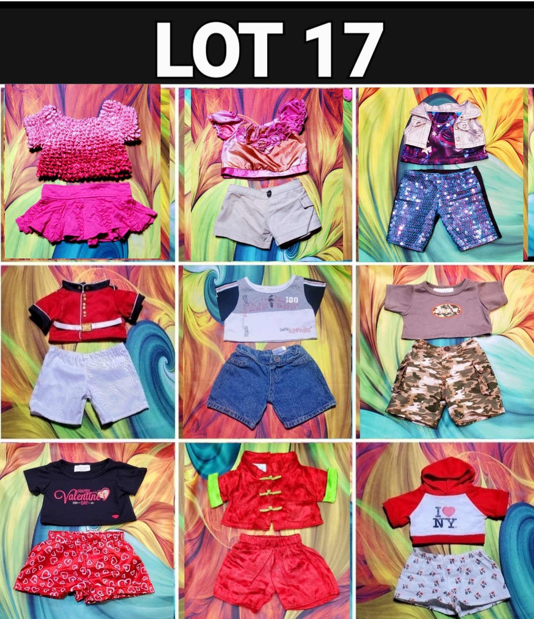 Build A Bear Outfit Shirt Denim Tulle Shorts Skirt Teddy Clothes Boys ...