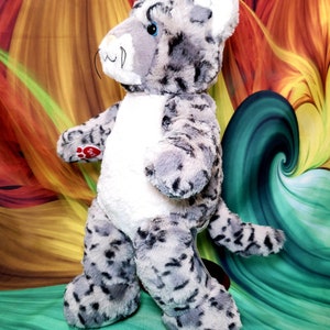 16" Build A Bear Gray Snow Leopard Cat Winter Plush BABW Stuffed Animal ...