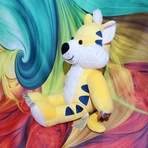 Build a Bear Yellow Sabertooth Tiger Cat 16" Stuffed Plush Silver Teeth ...