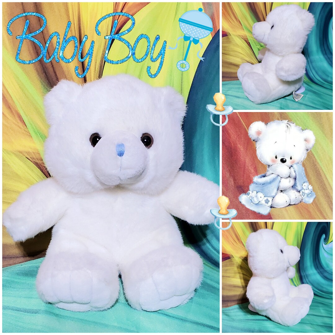 10" RETIRED Build A Bear Vintage White Teddy Stuffed Plush Its A Baby ...