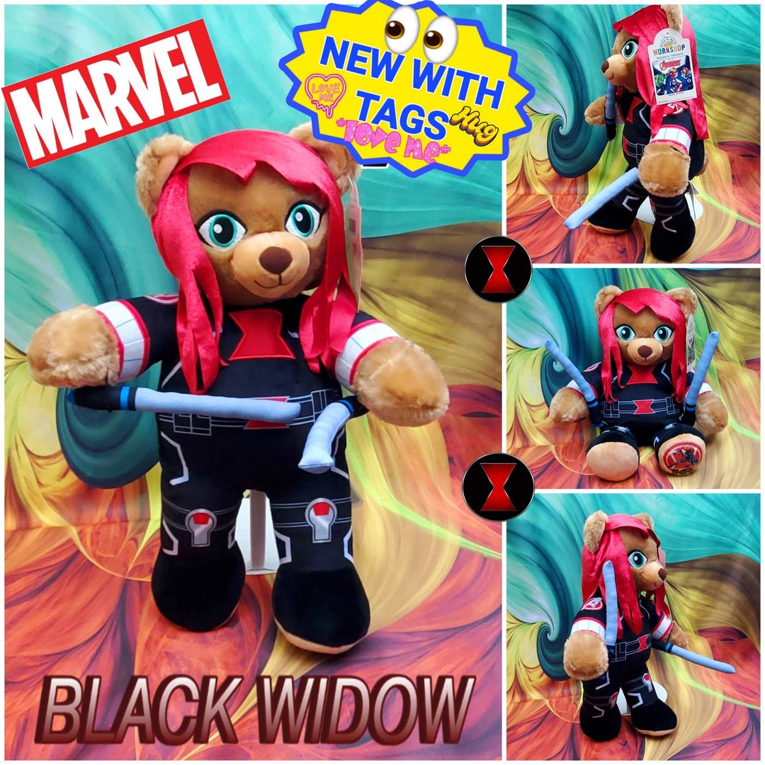 NEW Build A Bear Black WIDOW Marvel Avengers 15 Stuffed Plush & Weapons ...