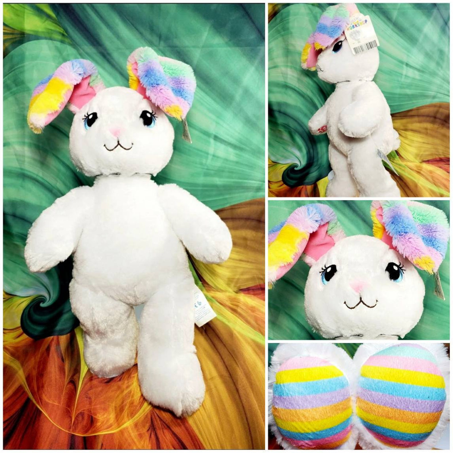 Build A Bear 16 Sweet Stripes Bunny Rabbit White Rainbow | Etsy