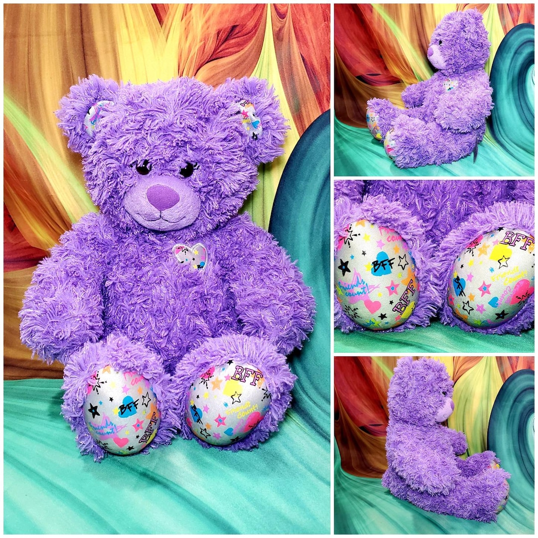 Build A Bear BFF Best Friends Forever Purple Teddy Stuffed Plush 14 ...