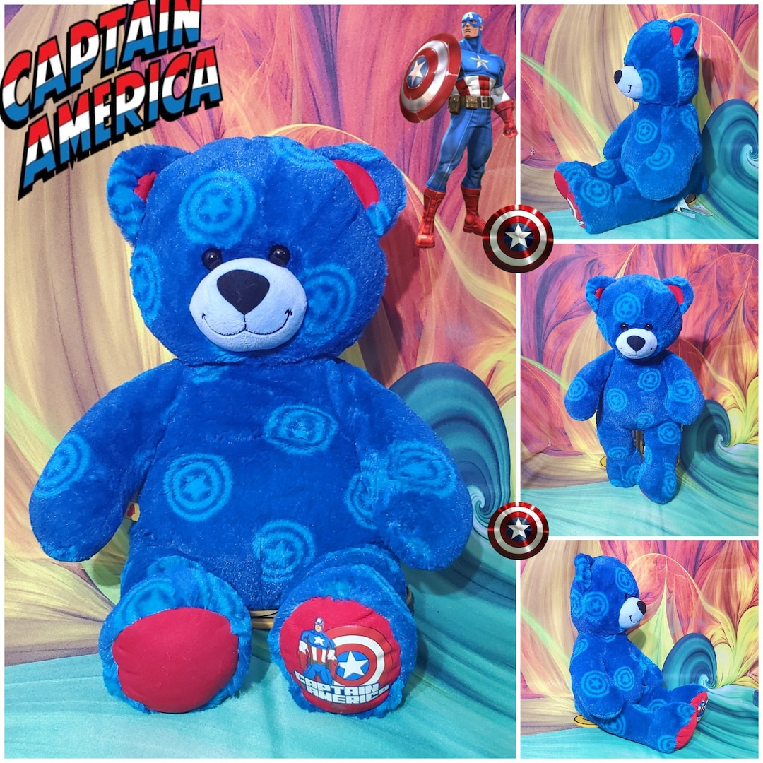 Build A Bear Marvel Captain America Avengers 16" Blue BABW Plush Teddy ...