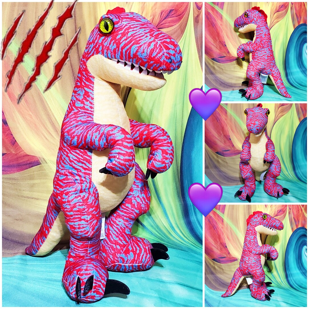Build-a-bear Tyrannosaurus Rex Red Blue Dinosaur 16 Stuffed Plush T-rex ...