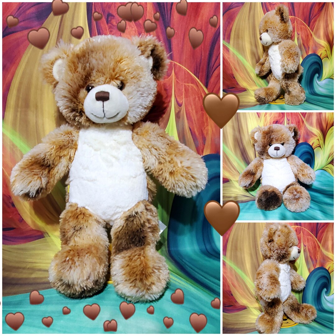 Build a Bear Tie Dye Calico Brown Chocolate Coconut Teddy 16" Stuffed ...