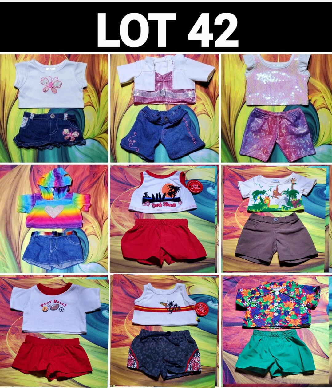 Build A Bear Outfit Shirt Skirt Shorts Denim Tulle Dress Girl Teddy ...