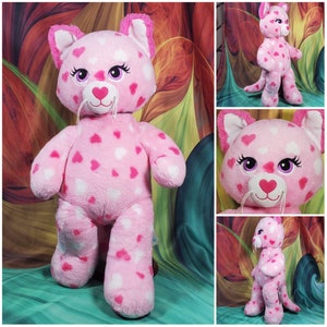 17” Build A Bear Huggable Hearts Pink Kitty Cat Plush BABW Valentines ...