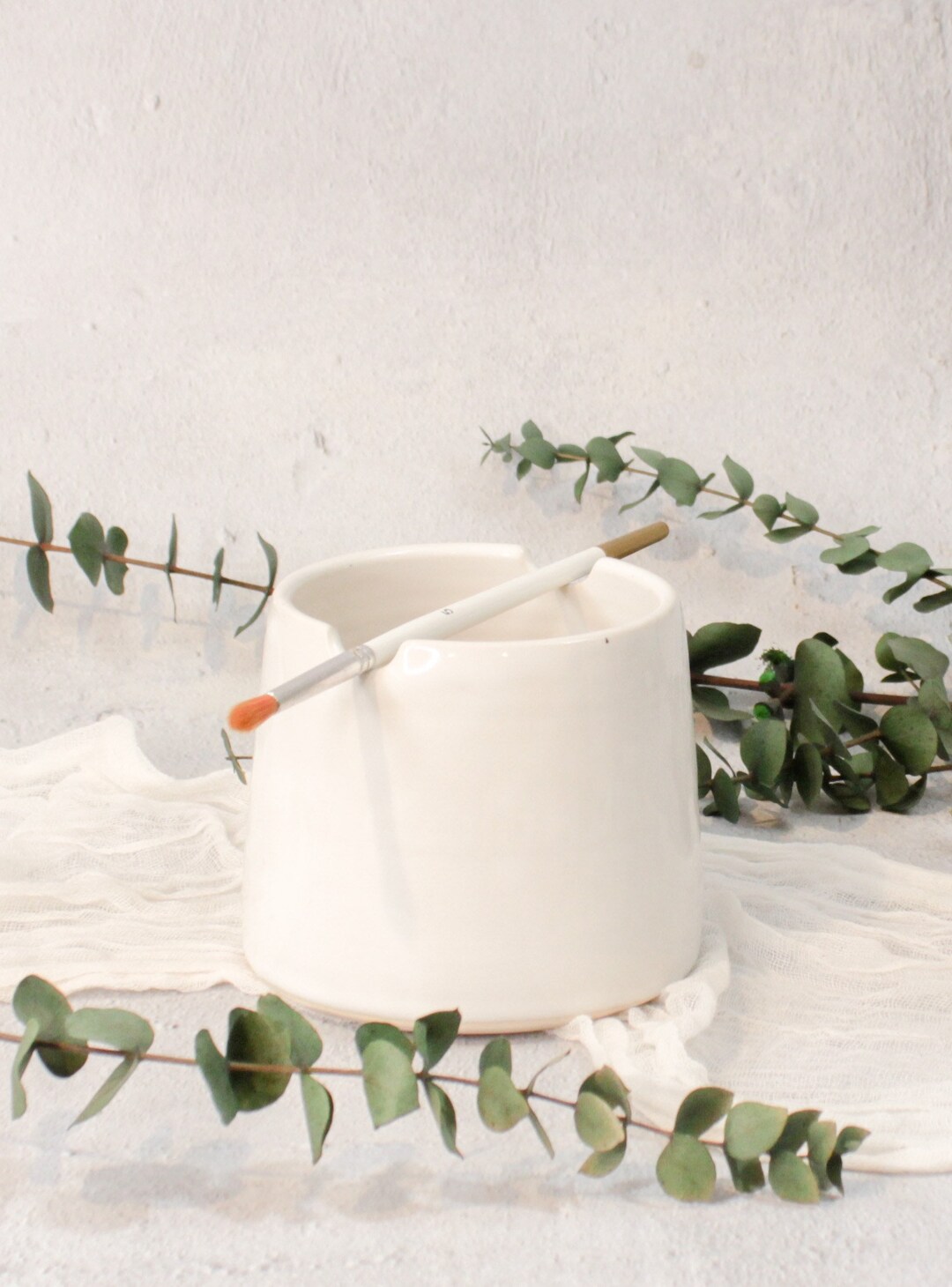 Paint Water Cup in “daisy White”, Ceramic Watercolor Cup, Handmade ...