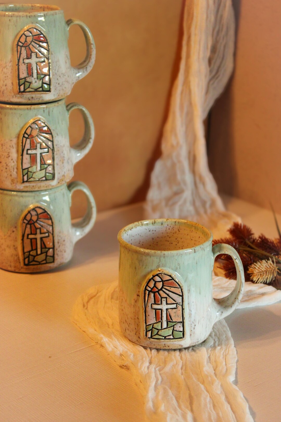 Handmade Faith Ceramic Mug, “blessed”, MADE-TO-ORDER, Christian Ceramic ...