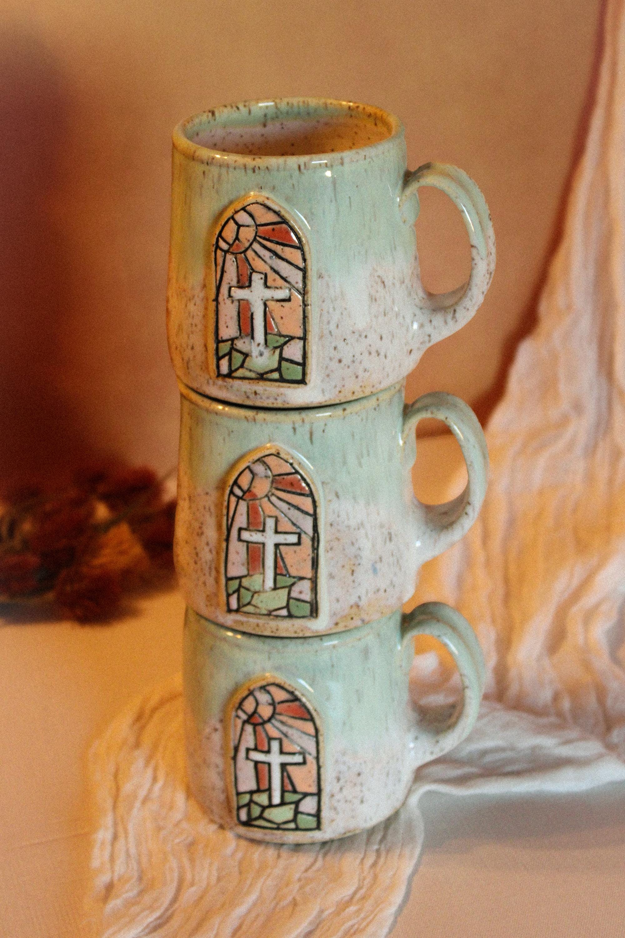 Handmade Faith Ceramic Mug, “blessed”, MADE-TO-ORDER, Christian Ceramic ...
