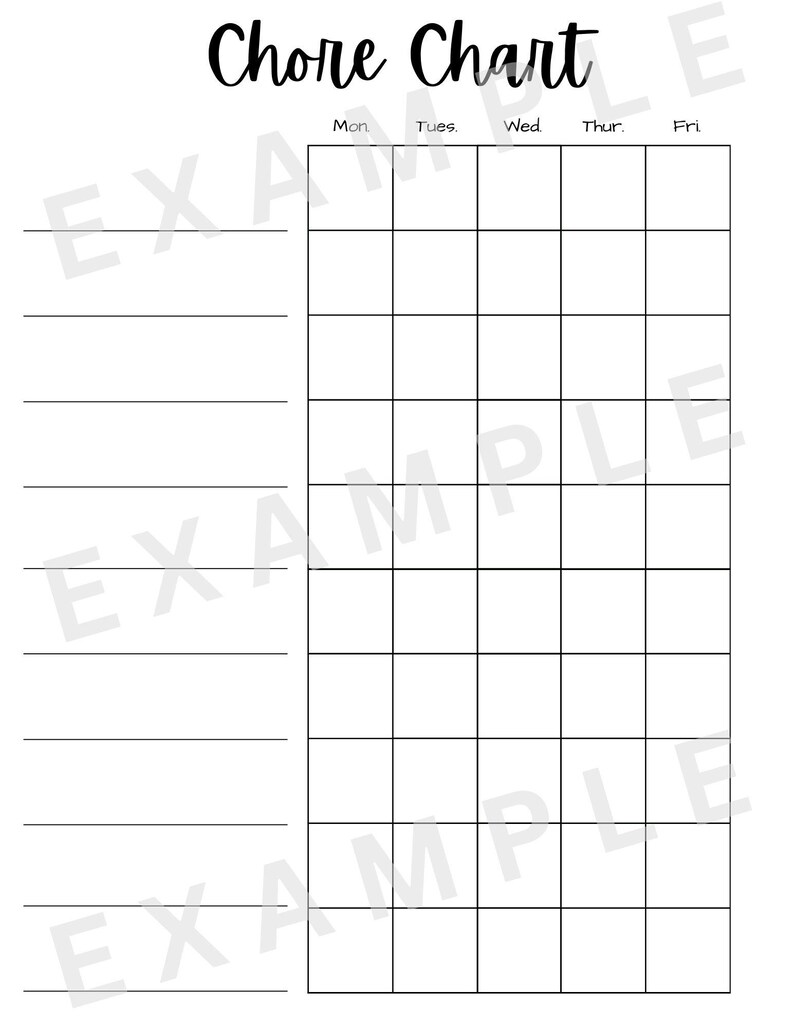 Printable Chore Chart - Etsy