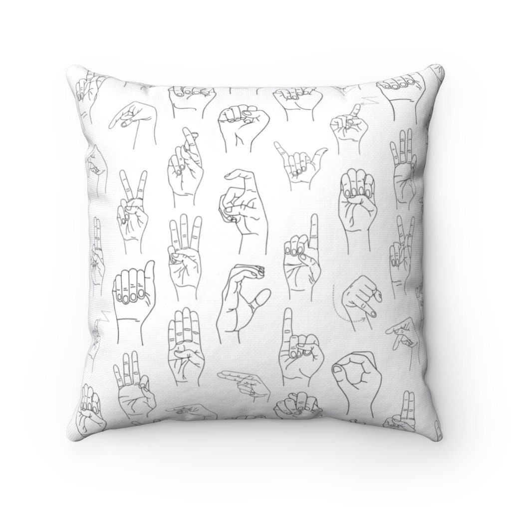 Square Pillow ASL American Sign Language Spun Polyester | Etsy