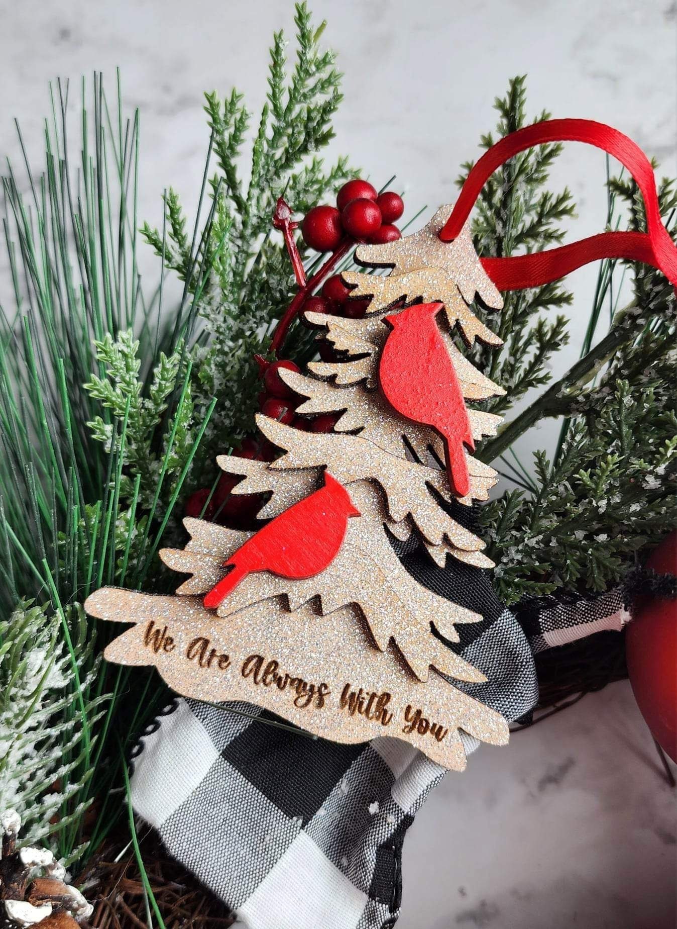 Cardinal Ornament, Cursive Word, I Am/ We Are Always With You, Sympathy ...