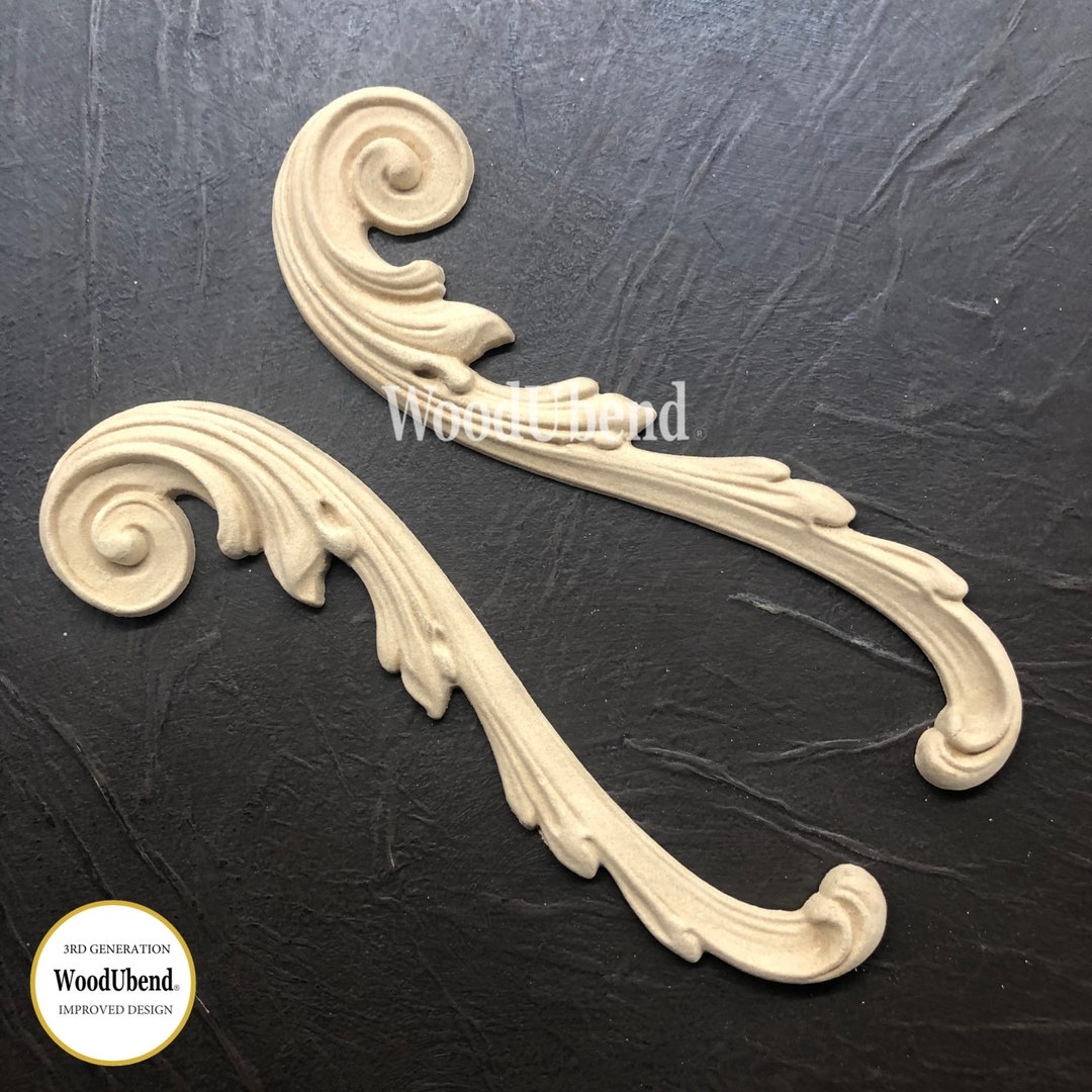 20 X 5 Cm Decorative Scrolls Applique Set of 2 Woodubend - Etsy