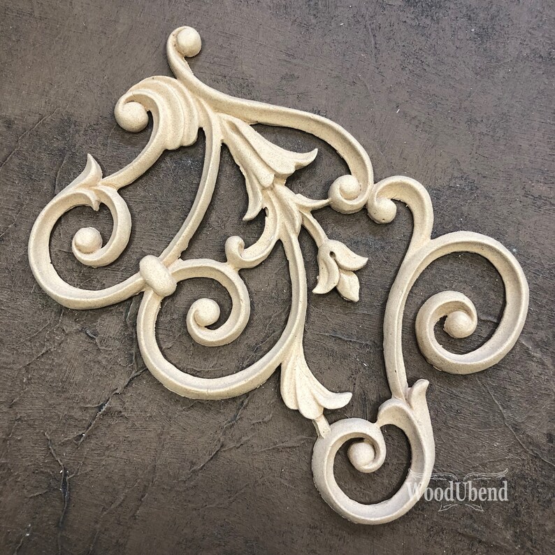 17 x 11cm Decorative elaborate scroll applique/ Woodubend | Etsy
