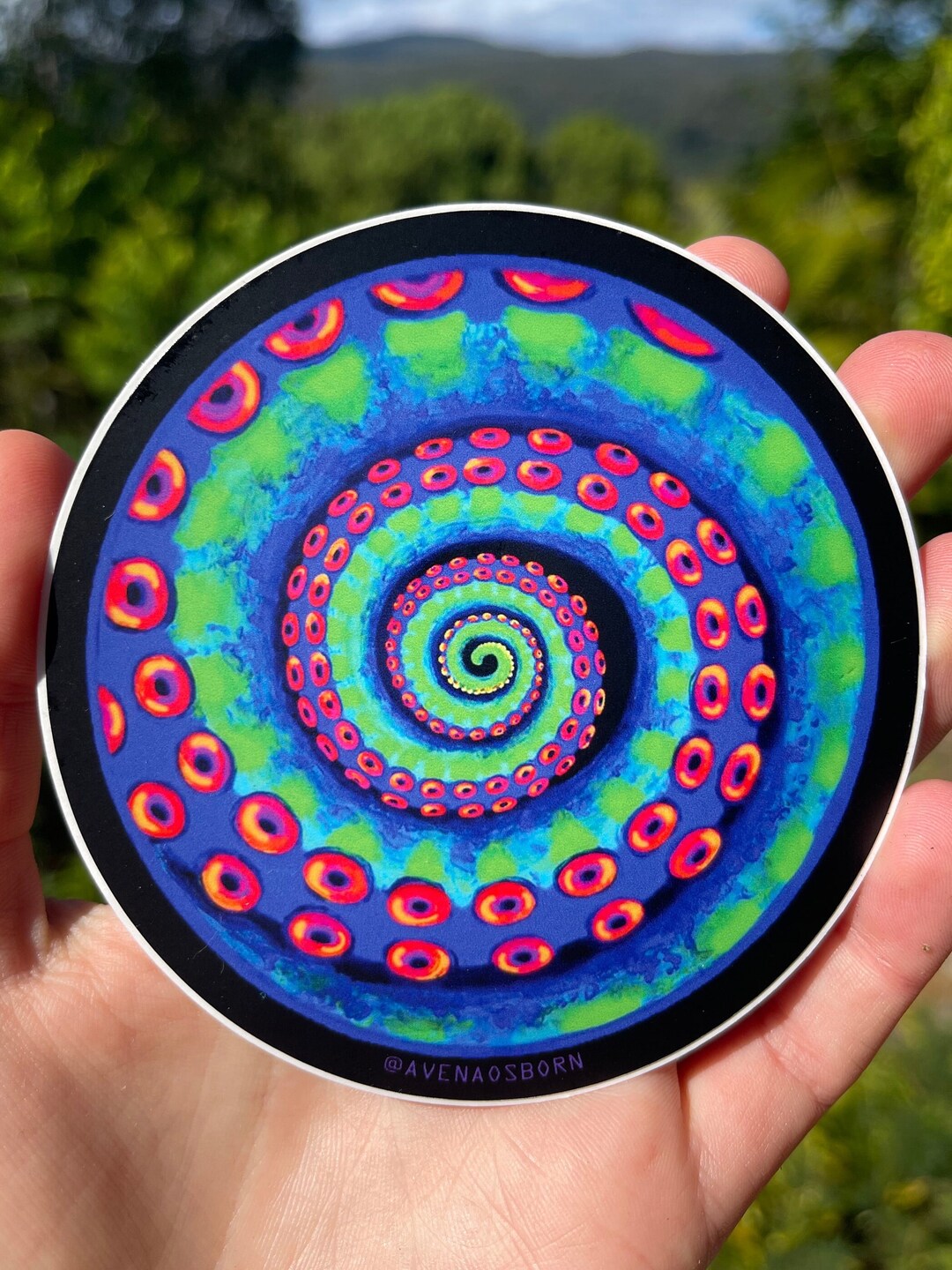 Coil Psychedelic Octopus Spiral Tentacle Vinyl Sticker, Circular ...