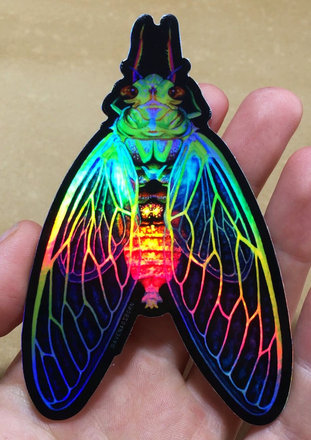 Holographic Cicada - Vibrant Watercolour, Psychedelic, Trippy Rainbow ...