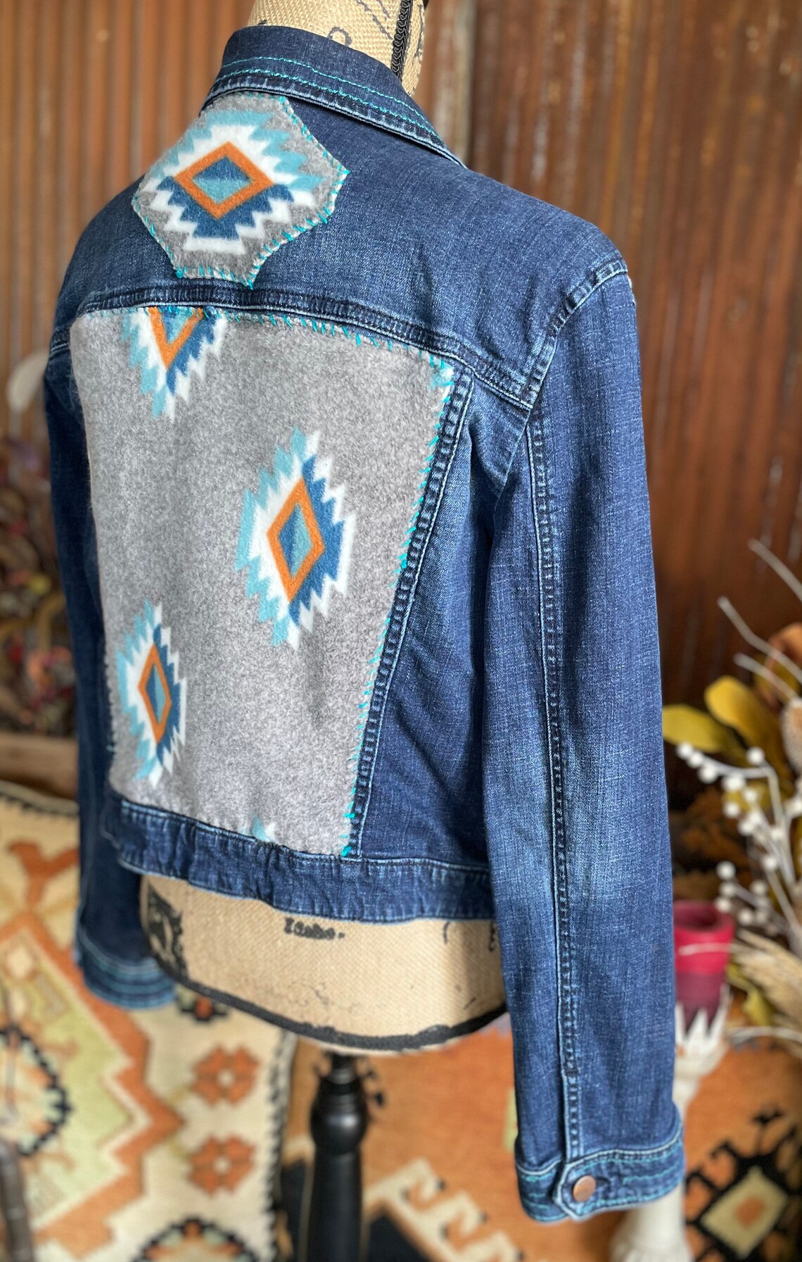 Size XL Denim and Turquoise - Etsy