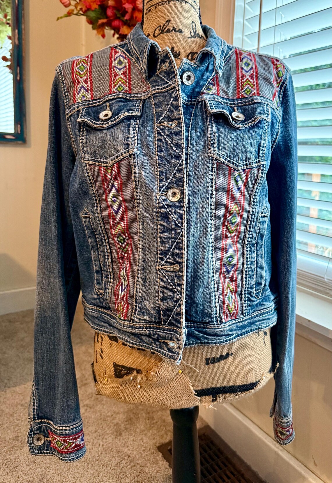 Juniors Size XL Bright Aztec Jean Jacket - Etsy