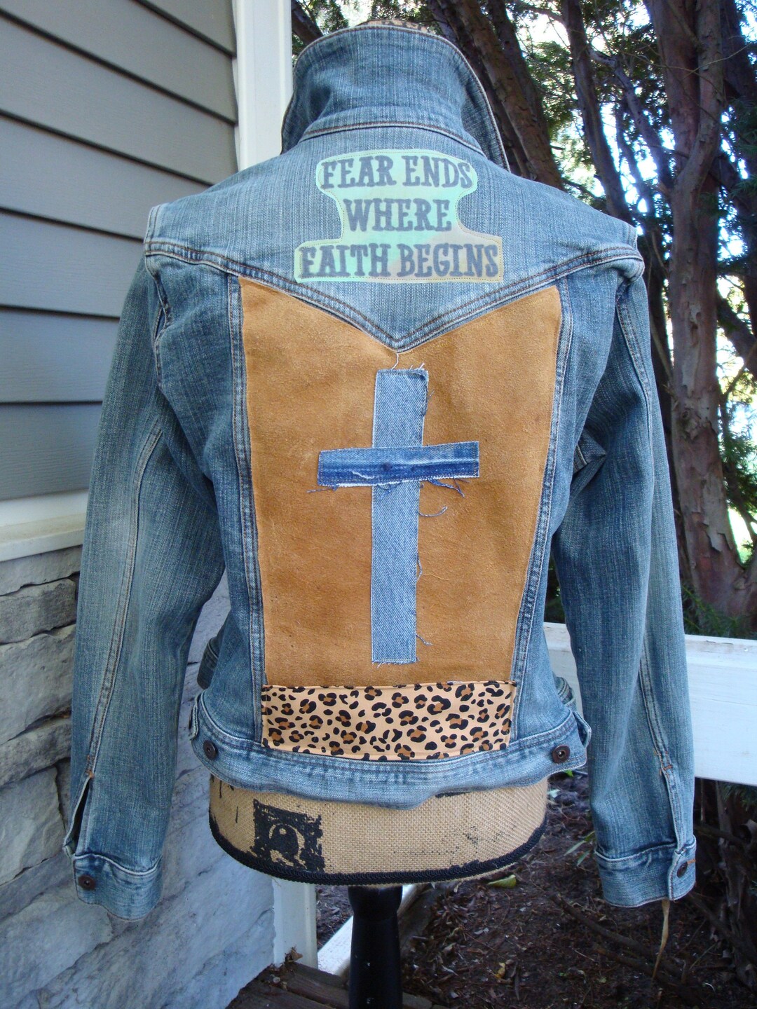 Size M Faith Vintage Cross Jean Jacket - Etsy