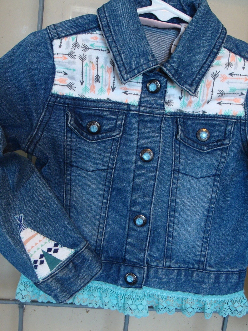 Size 4T Little Girls' Sparkle and Lace Jean Jacket - Etsy