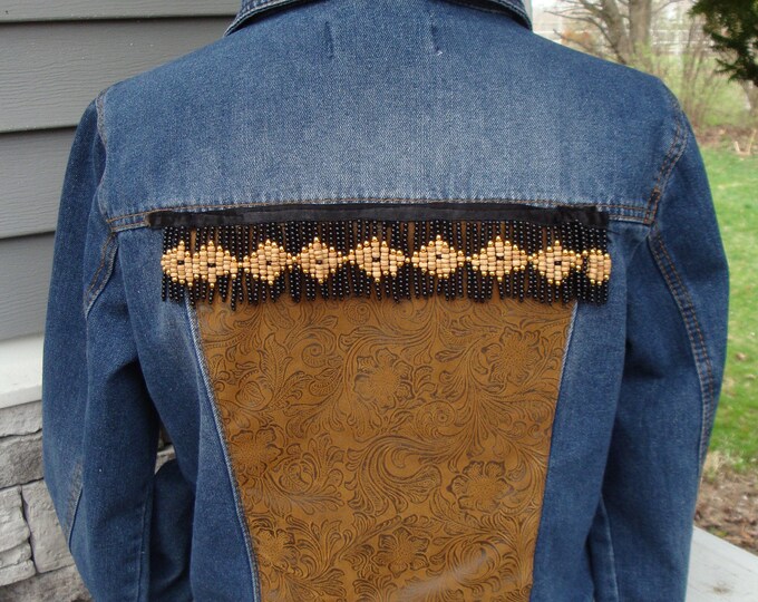 Size XL Western Beaded Denim Jacket - Etsy