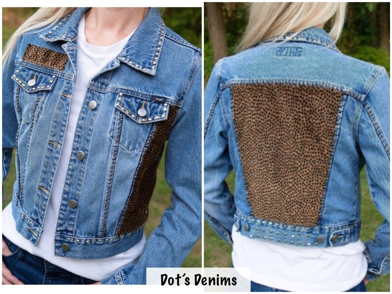 Studded Leopard Jean Jacket - Etsy