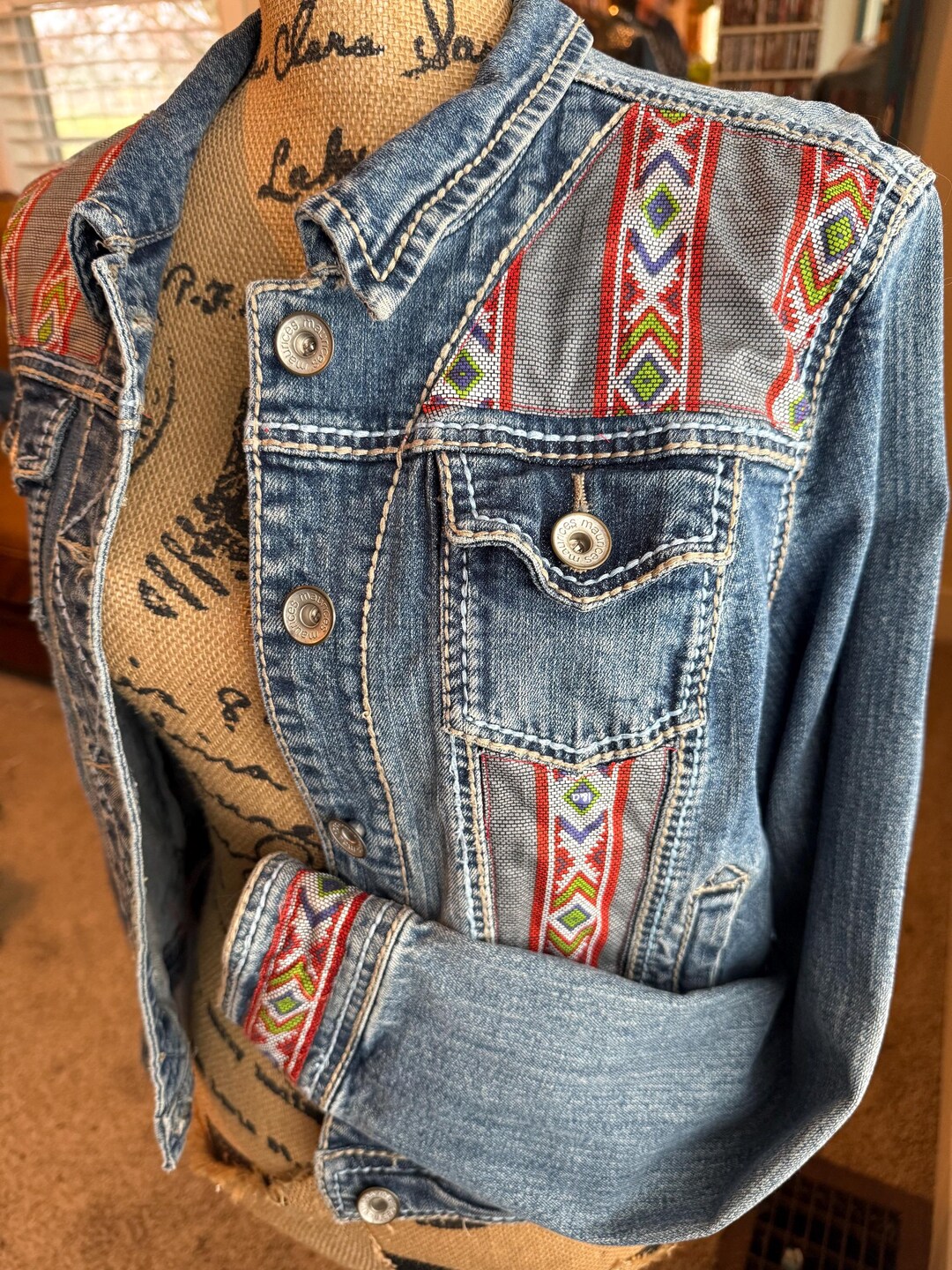 Juniors Size XL Bright Aztec Jean Jacket - Etsy