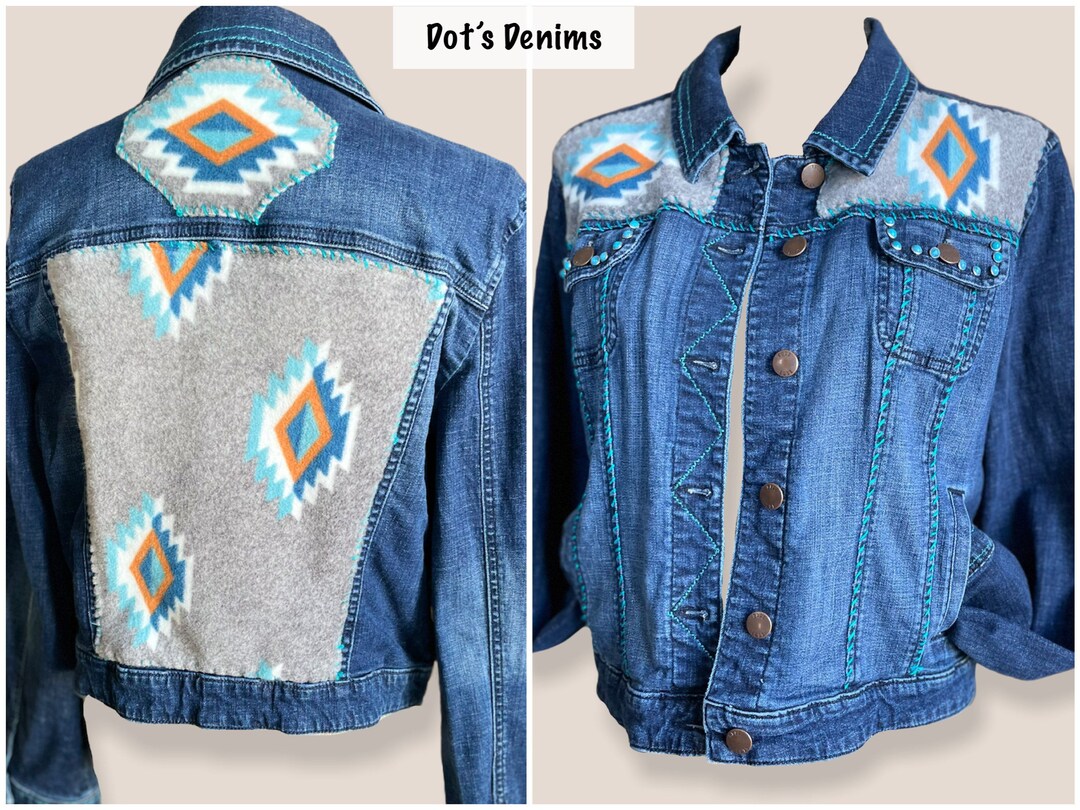 Size XL Denim and Turquoise - Etsy