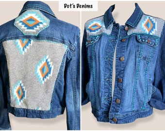 Turquoise Jean Jacket | Etsy