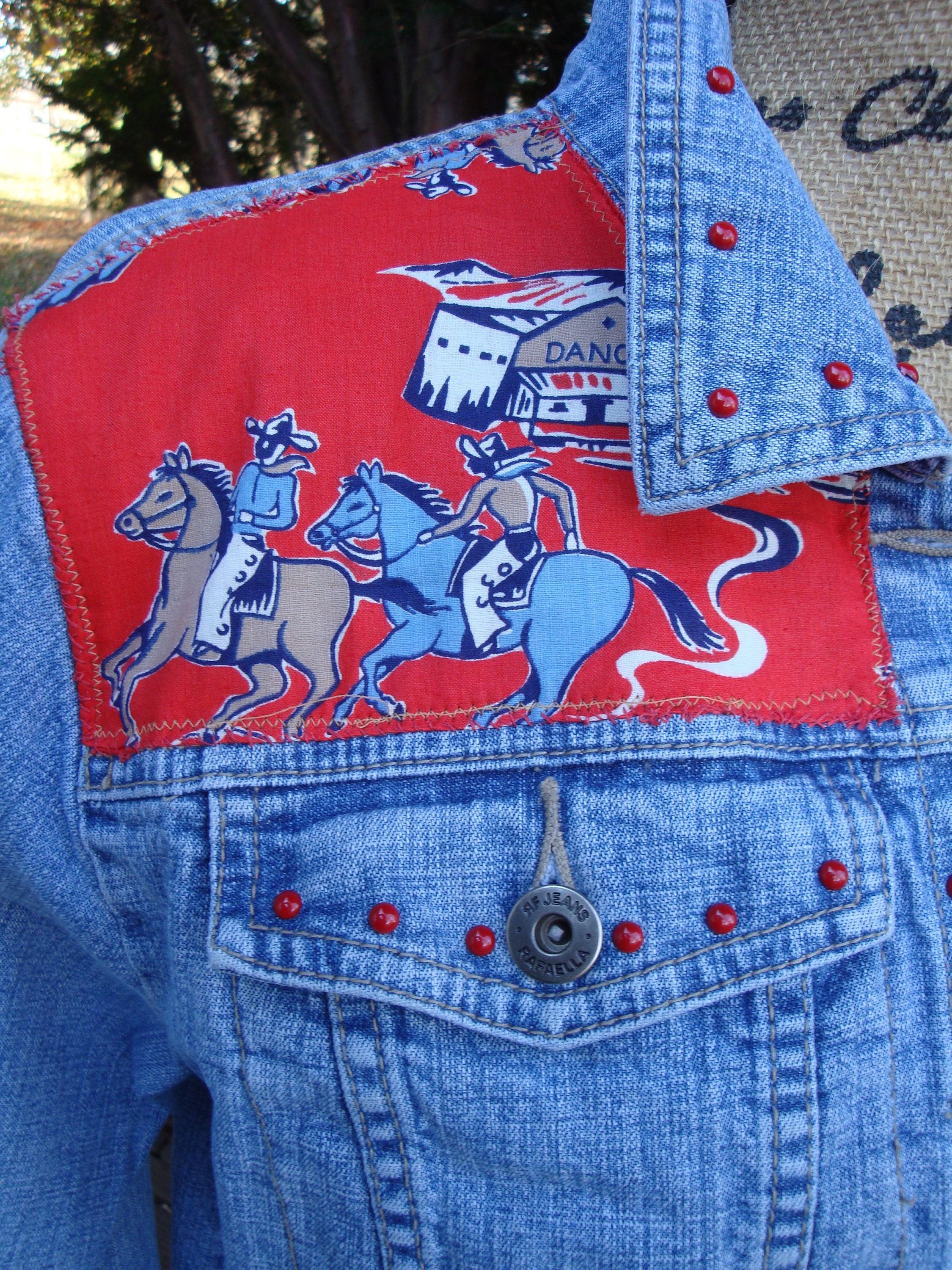 Western Patchwork Denim Jacket - Etsy