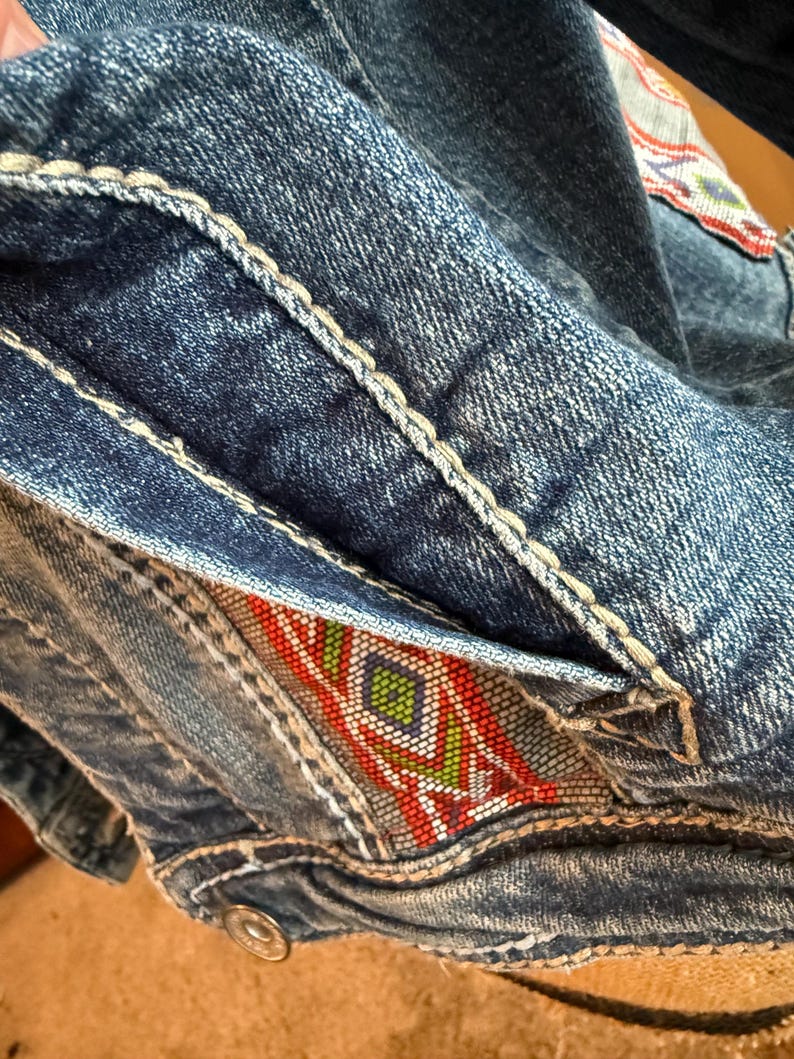 Juniors Size XL Bright Aztec Jean Jacket - Etsy