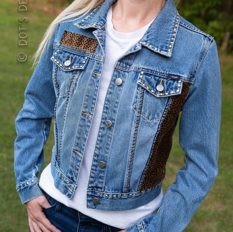 Studded Leopard Jean Jacket - Etsy